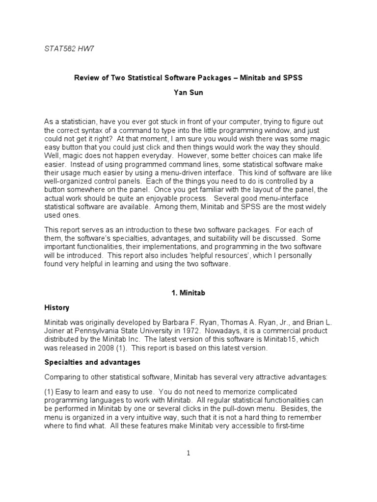 Minitab vs SPSS: A Comparative Review | PDF | Computers