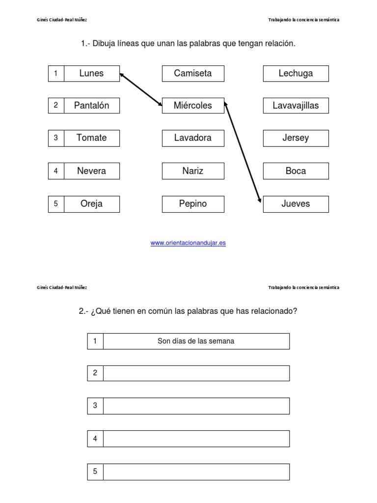 Ejercicios de Campo Semántico | PDF | Idiomas