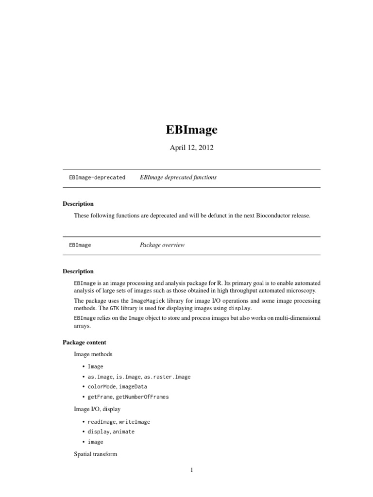 EBImage-R-Package Image Processing Library | PDF | Typefaces | Matrix (Mathematics)