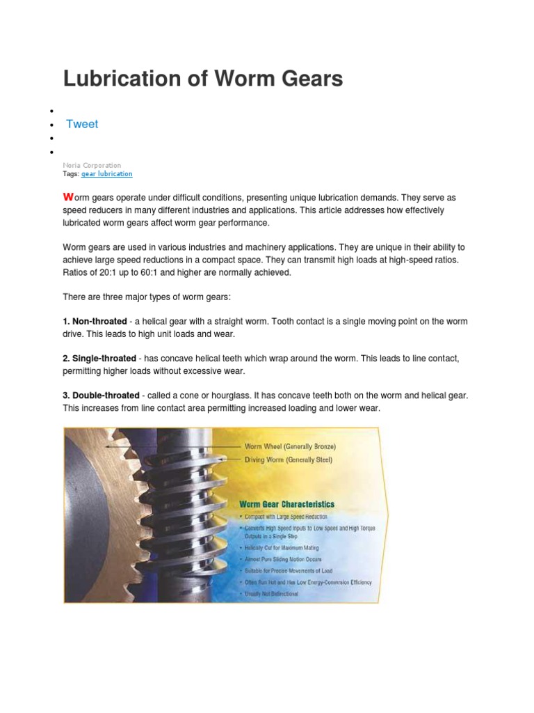 Worm Gear Lubrication | PDF | Gear | Lubricant