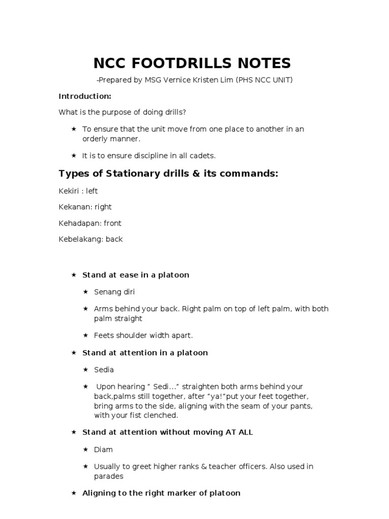 Military Drill Commands List