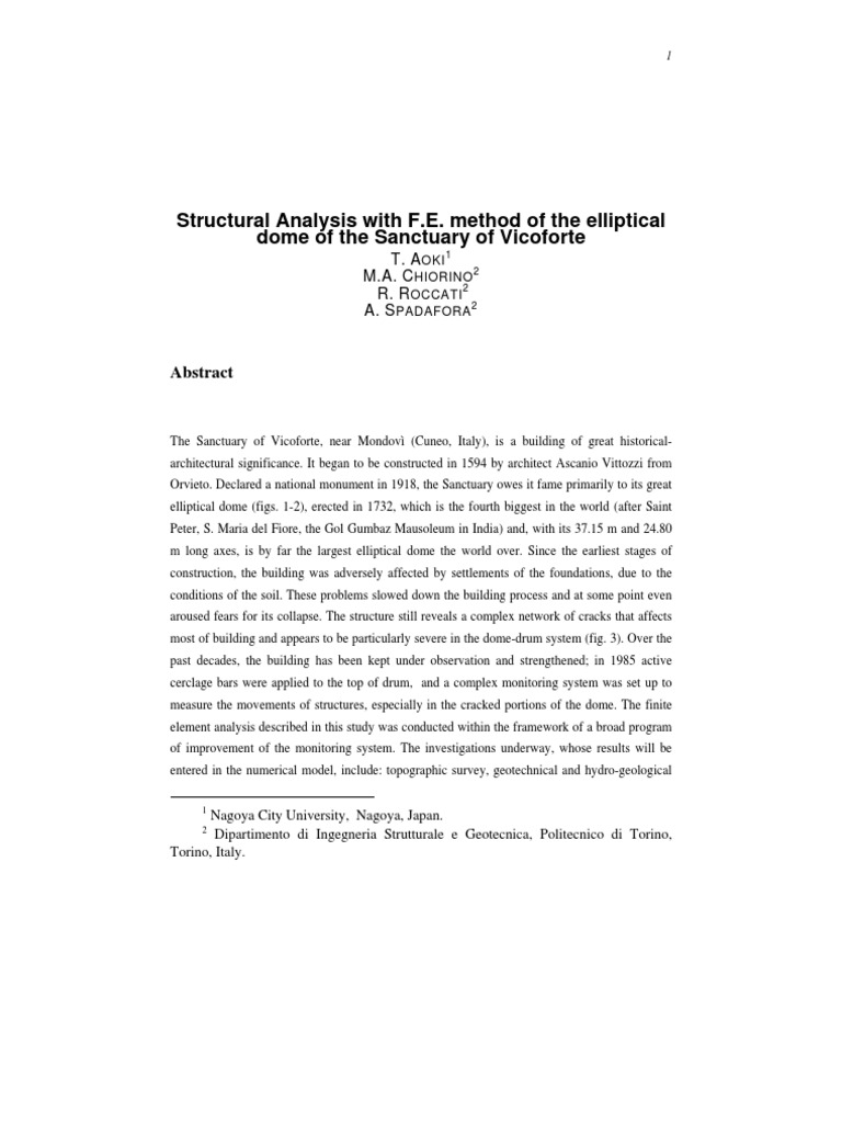 Structural Analysis With F.E. Method of The Elliptical Dome | PDF ...
