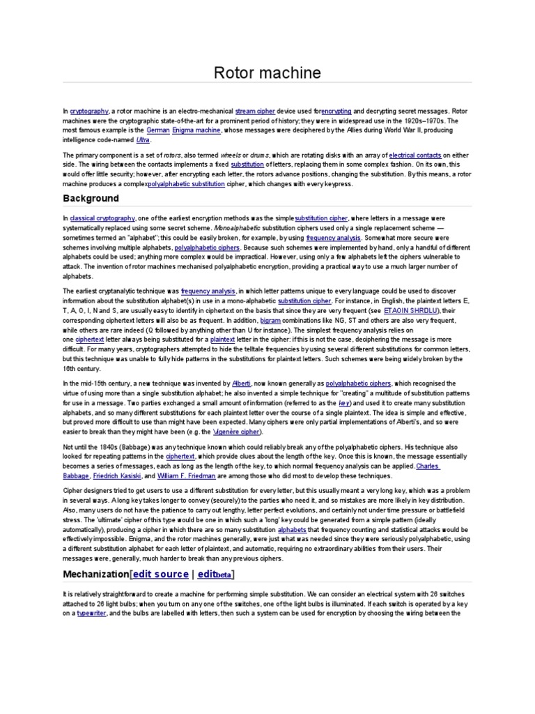 Rotor Machine | PDF | Computer Security | Security