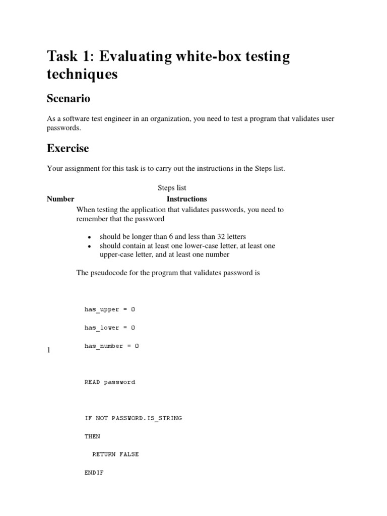 Comprehensive Test Case for Evaluating a Password Validation Program's ...