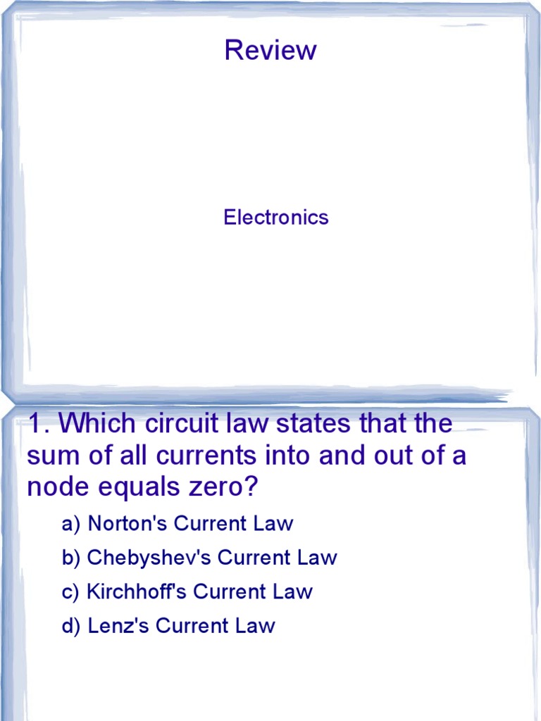 Electronics Reviewer | PDF | Electromagnetic Induction | Electrical Resistance And Conductance