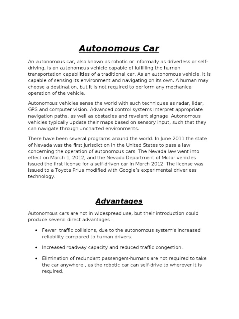 Autonomous Car | PDF | Autonomous Car | Wheeled Vehicles