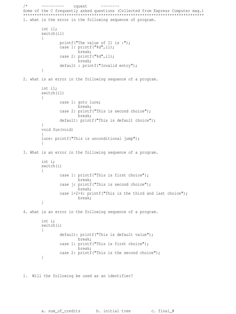 Faq | PDF | C (Programming Language) | Computer Programming