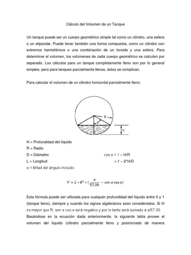 Cálculo del Volumen de un Tanque | Volumen | Fórmula