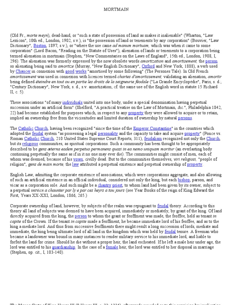 Mortmain | PDF | Henry Viii Of England | Magna Carta