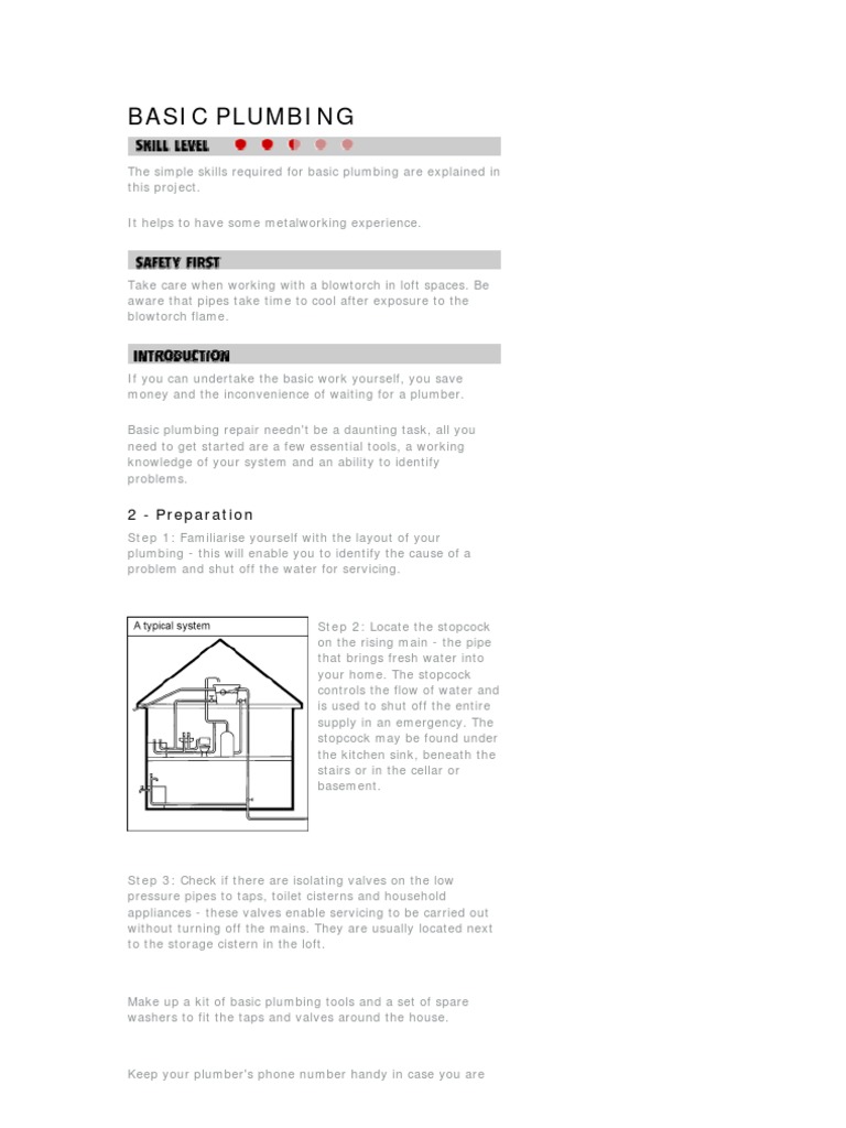 Essential Skills for Basic Plumbing | PDF | Home & Garden