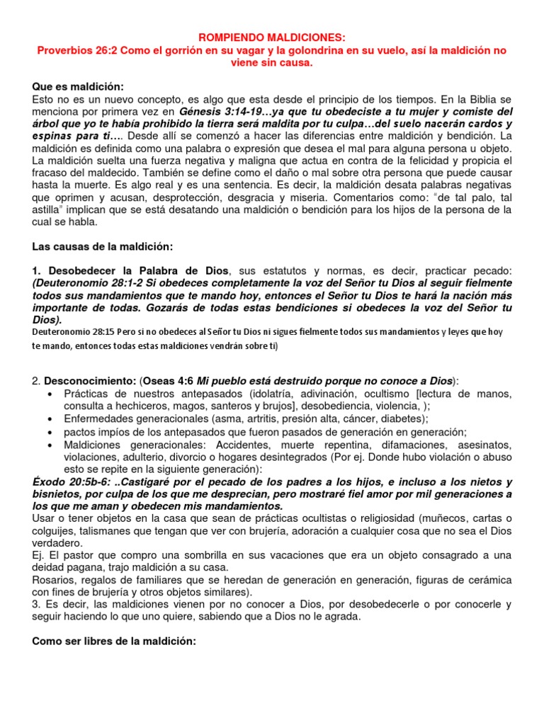 Rompiendo Maldiciones Pdf Maldición Pecado