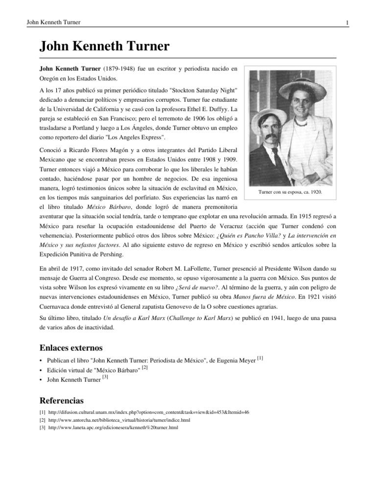 Biografía de John Kenneth Turner | PDF | México | Los Estados Unidos
