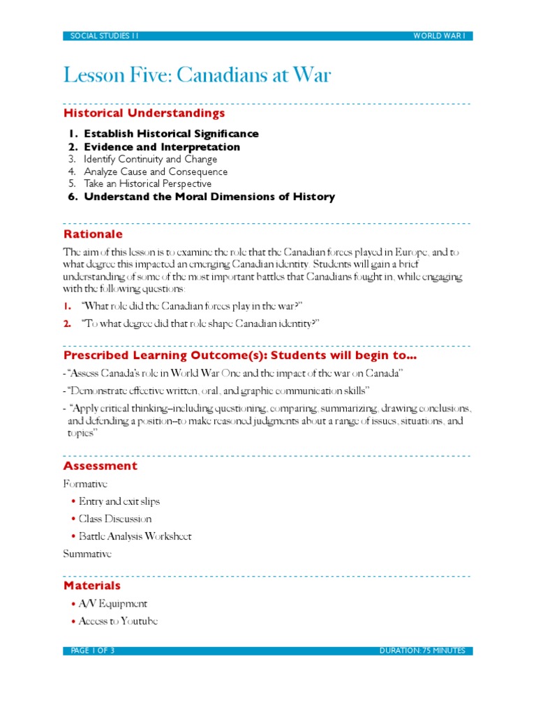 Lesson 5-Canada at War | PDF | Politics | History