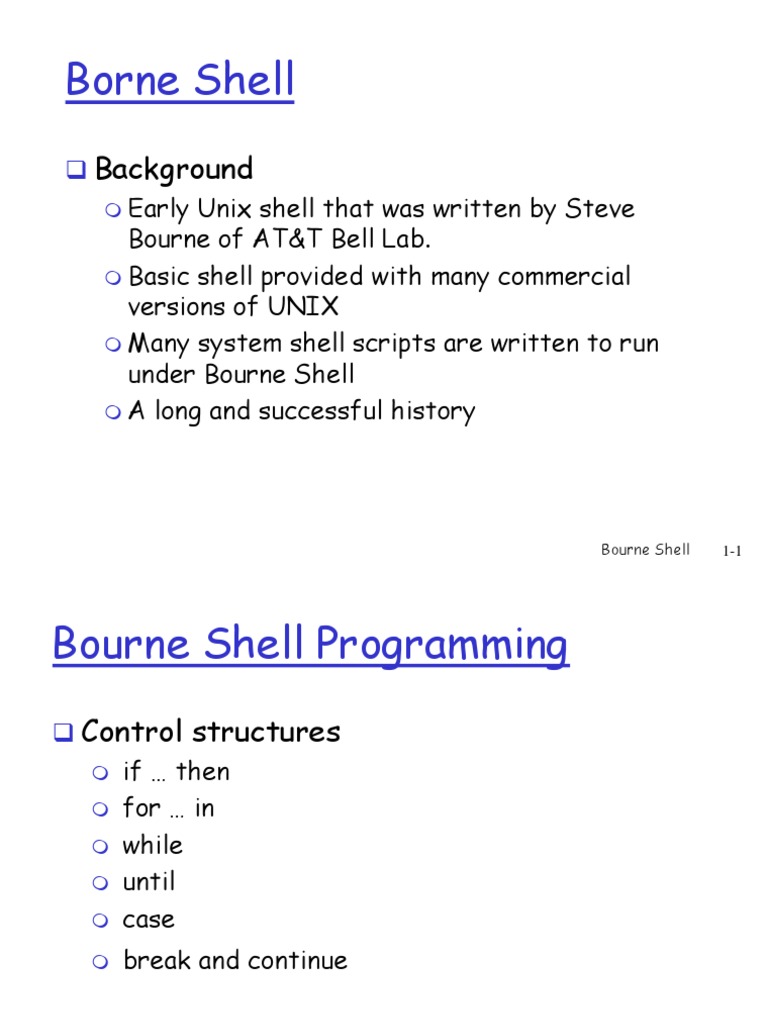 Bourne Shell Programming | PDF | Control Flow | Operating System Technology