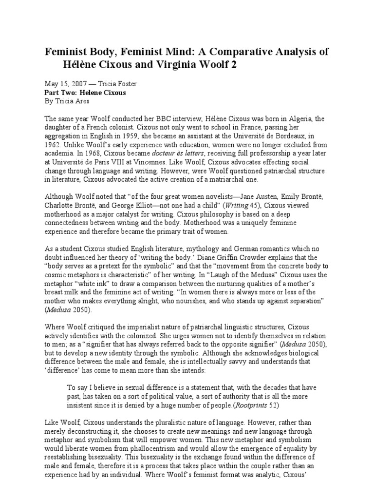 A Comparative Analysis of Helene Cixous and Virginia Woolf | PDF ...