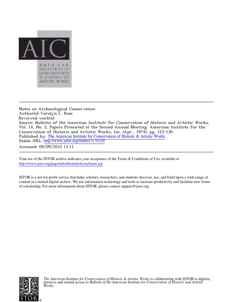 Notes On Archeological Conservation | PDF | Archaeology | Peat