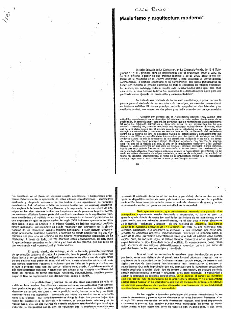 Colin Rowe - Manierismo y Arquitectura Moderna | PDF | Renacimiento ...