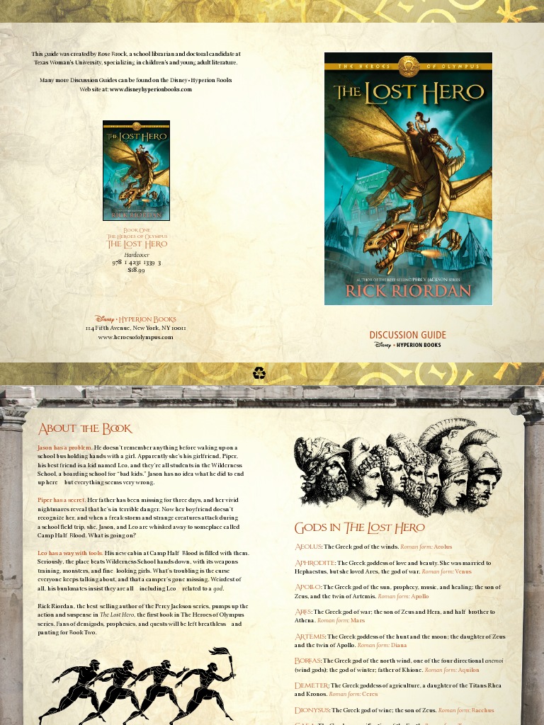 The Heroes of Olympus - The Lost Hero Discussion Guide | PDF | Rick ...