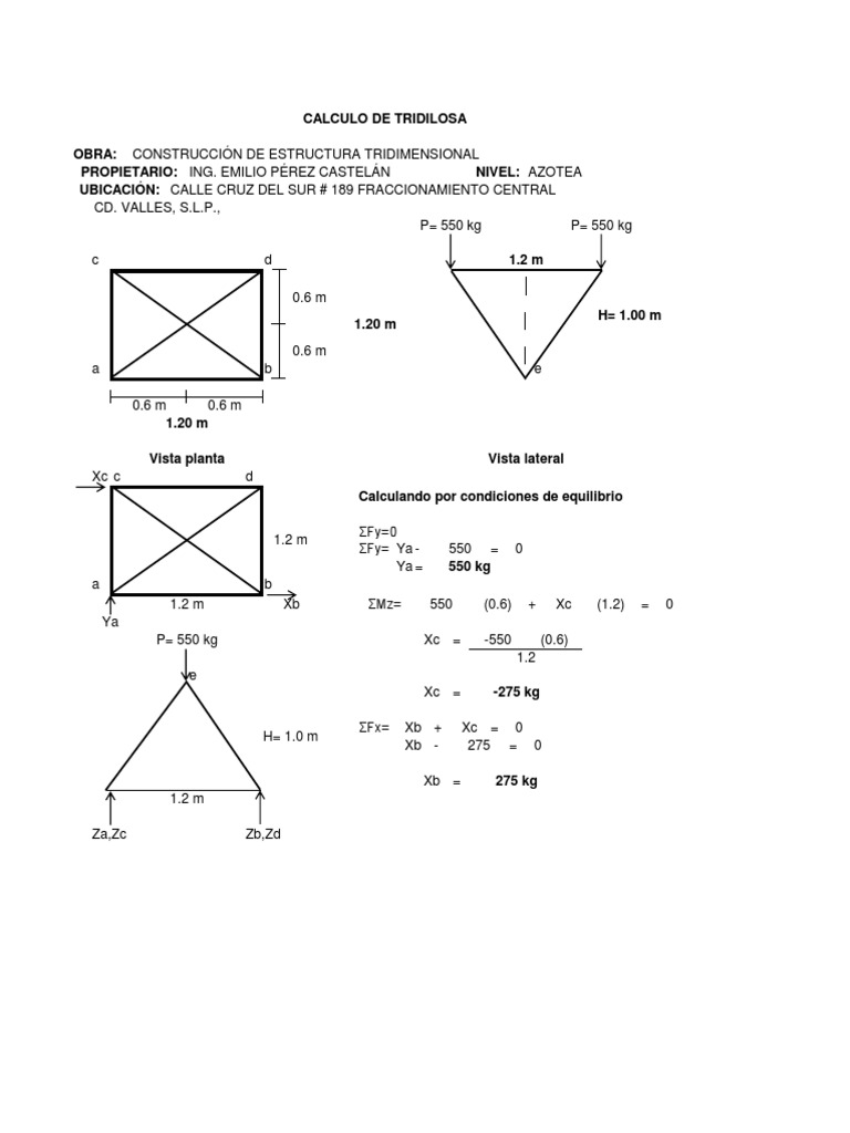 Cálculo de tridilosa
