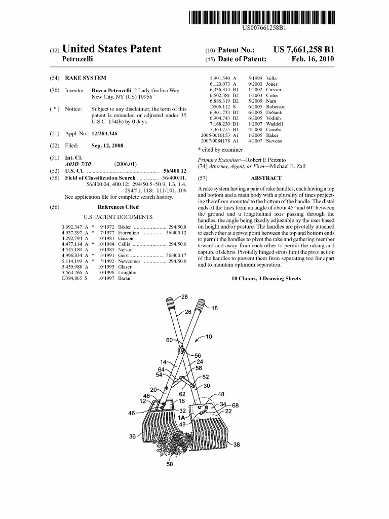 Rake System US 7661258 B1 | PDF | Anatomical Terms Of Location | Lawn
