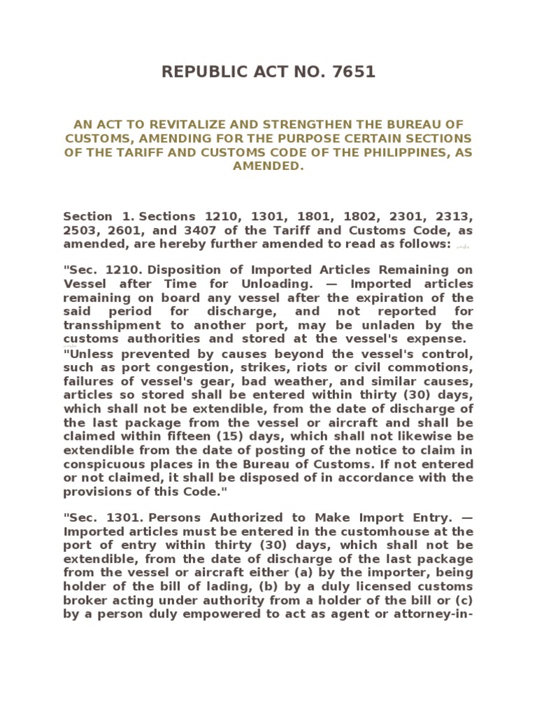 Reforms to Strengthen Philippine Customs Authority and Procedures | PDF ...