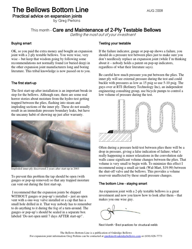 Maintaining 2 Ply Testable Bellows | Download Free PDF | Gas ...