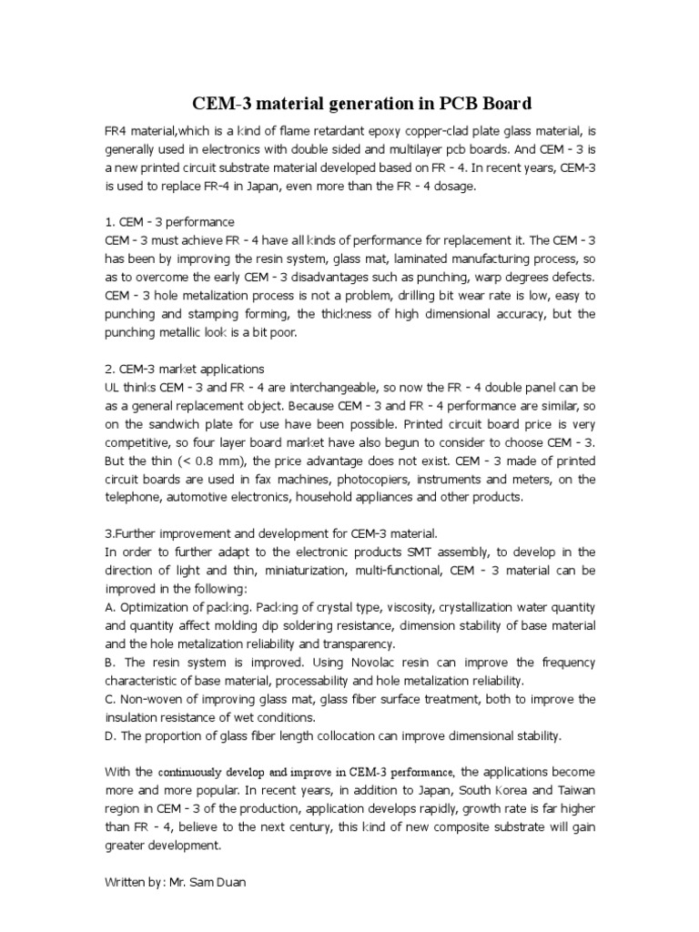 CEM-3 Material Generation in PCB Board Manufacturing | PDF | Printed ...