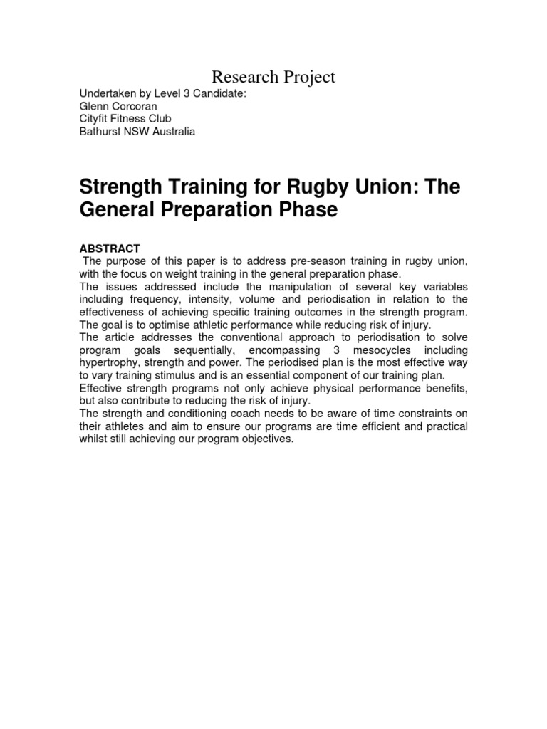 Rugby Strength Training Program | PDF | Strength Training | Muscle ...