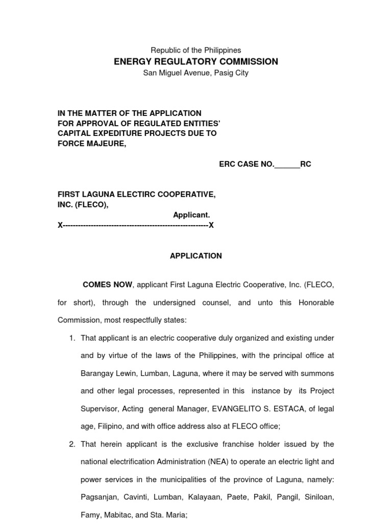 Application CAPEX Force Majeure | PDF | Government Information | Justice