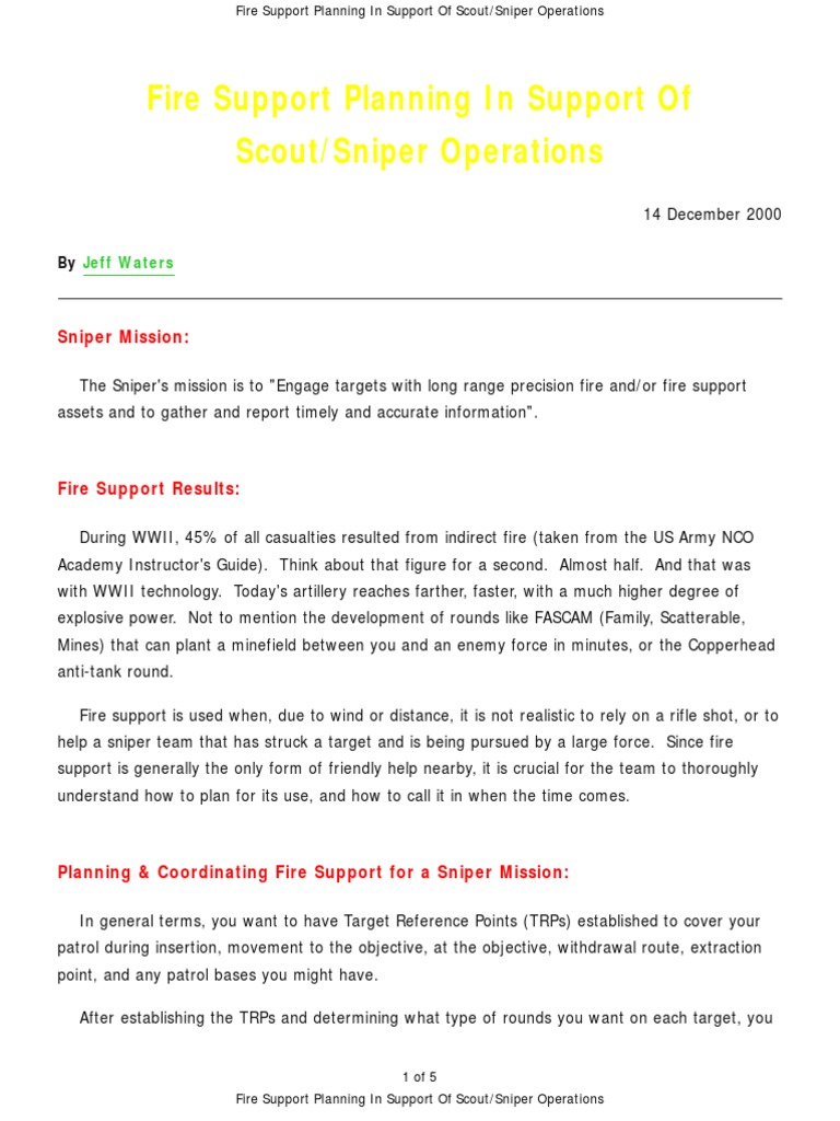 15 Fire Support Planning in Support of Scout_Sniper Operations | Sniper ...