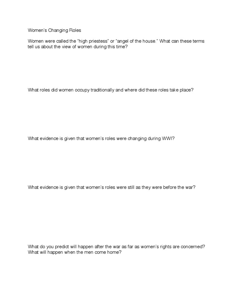 Women and War Worksheet | PDF