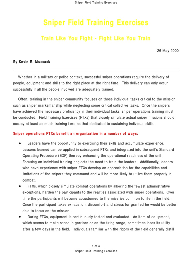 Effective Sniper Field Training Exercises | PDF | Sniper | Physical ...