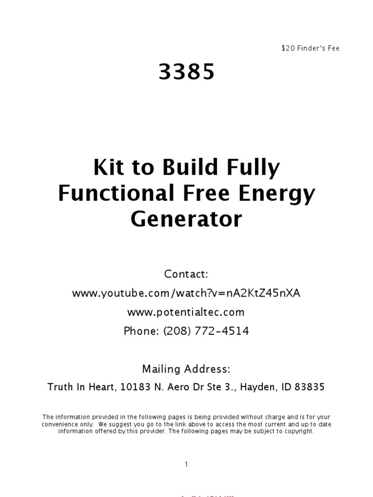 Kit To Build Fully Functional Bedini Free Energy Generator | PDF ...