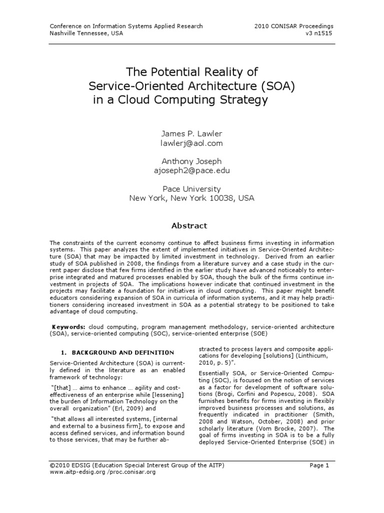 The Potential Reality of Service-Oriented Architecture (SOA) in A Cloud ...