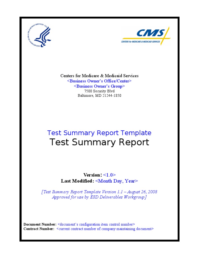 CMS Test SummarysReport | PDF | Acronym | Product Lifecycle