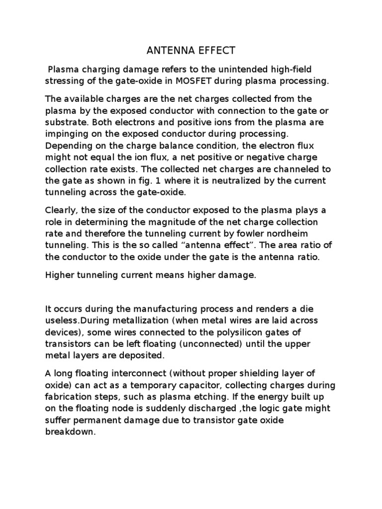 Antenna Effect | PDF | Ion | Mosfet