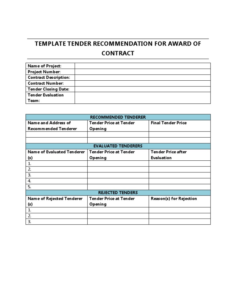 Tender Summary Template | PDF