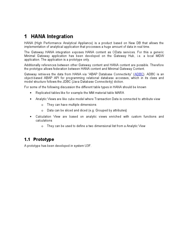 Hana Integration Pdf Metadata Databases