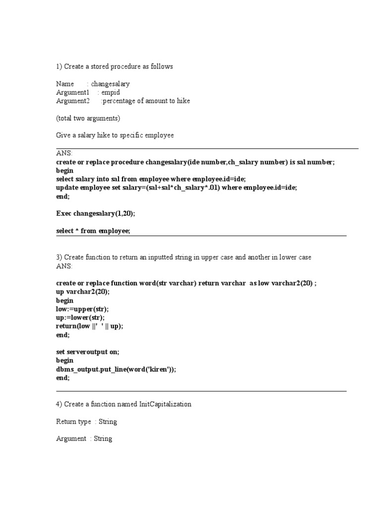 PLSQL Stored Procedure Examples | PDF | Pl/Sql | Data Management Software