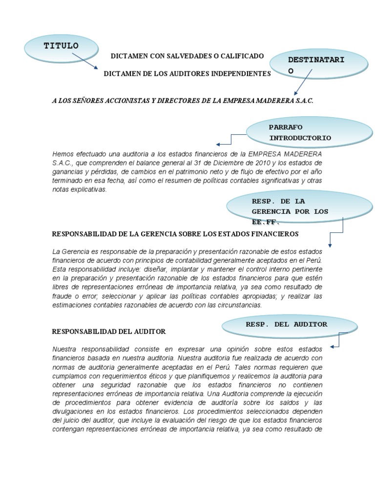 Elementos Del Dictamen (Final) | Auditoría financiera | Principios ...