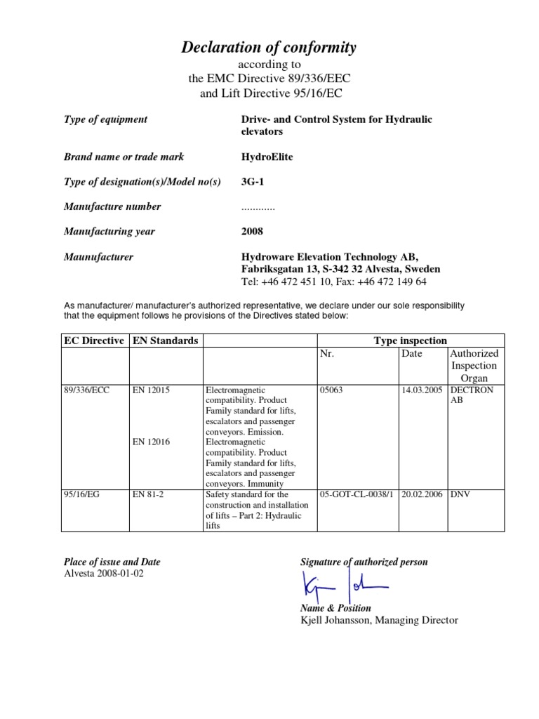 Declaration of Conformity - v4 - 2008 - en PDF | PDF