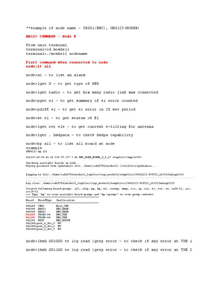 Some MOShell Command | PDF | Computer Architecture | Telecommunications