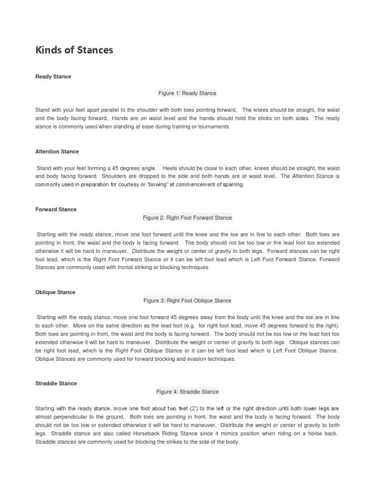 Kinds of Stances | PDF | Foot | Sports