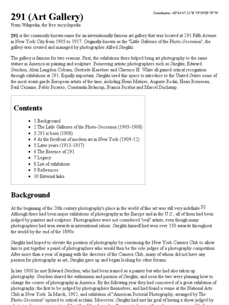 291 (Art Gallery) | PDF | Photographer | Visual Artists