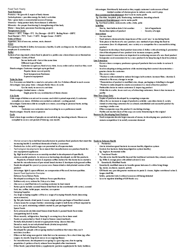 Food Tech Notes | PDF | Menu | Genetically Modified Food