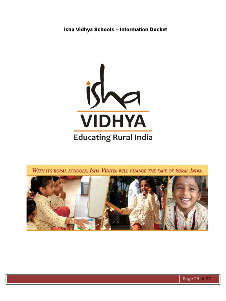 Isha Vidhya Info Docket 2012 13 v9 | PDF | Educational Assessment | Teachers