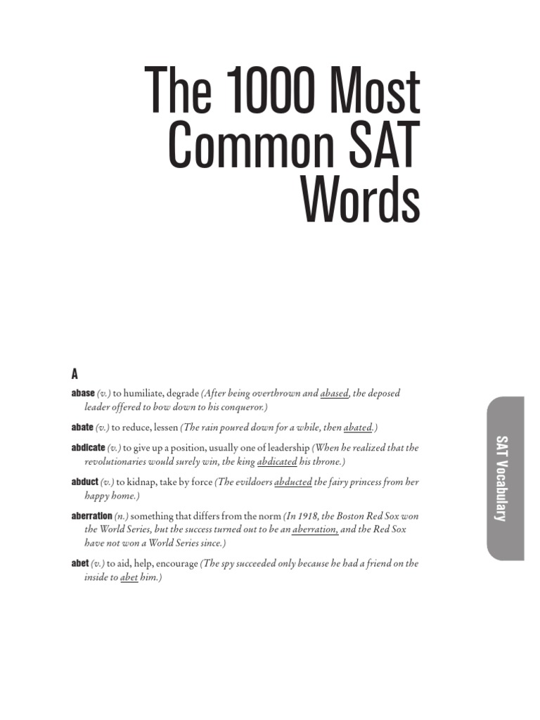 1000 Common SAT Words | PDF