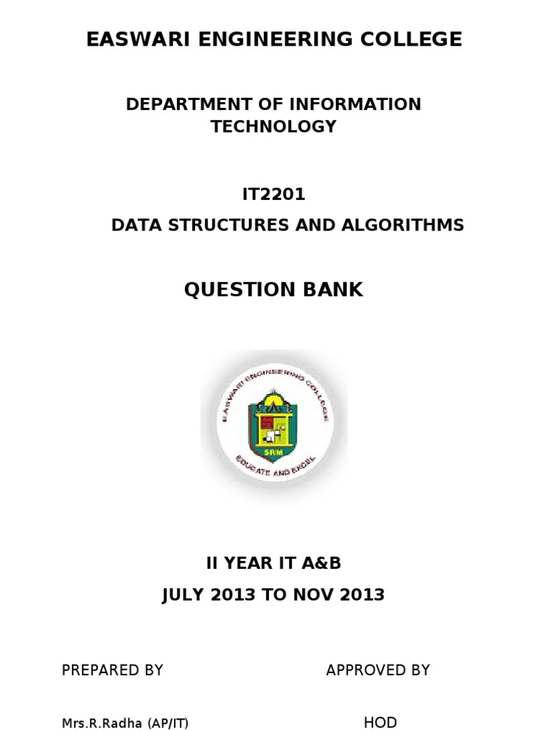 Data Structures and Algorithms Question Bank | PDF | Queue (Abstract ...