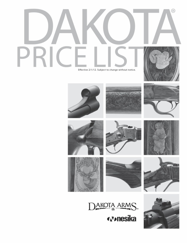 Price List Dakota Rifles | PDF | Cartridge (Firearms) | Firearms