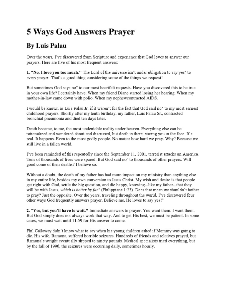 5 Ways God Answers Prayer | Download Free PDF | Evangelism | Prayer